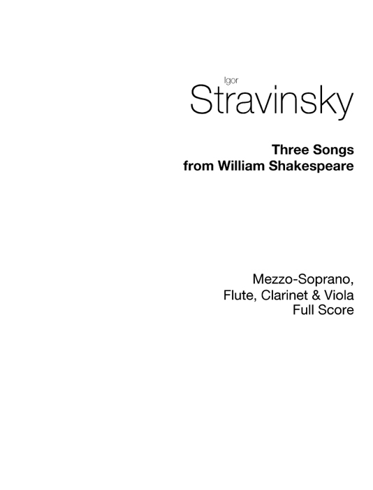 Igor Stravinsky - 3 Songs from William Shakespeare FSC