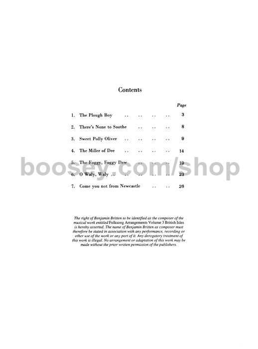 Benjamin Britten Folksong Arrangements Vol 3 High Voice And Piano