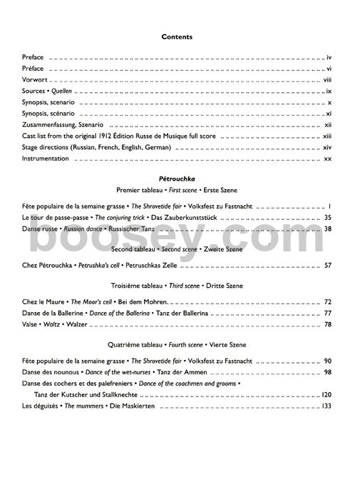 Igor Stravinsky - Petrouchka (Original version 1911) (Hawkes Pocket ...