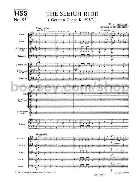 Wolfgang Amadeus Mozart - Sleigh Ride (Hawkes School Series 93 (score ...