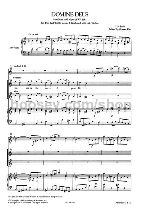 Johann Sebastian Bach - Domine Deus (SS & Piano)