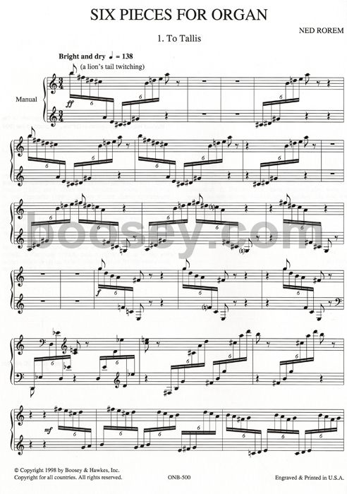 Ned Rorem - 6 Pieces for Organ