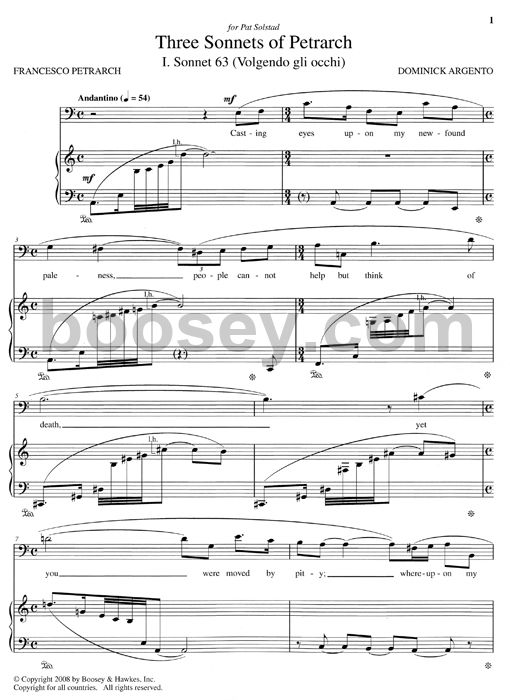 Dominick Argento - Three Sonnets of Petrarch (Baritone & Piano)