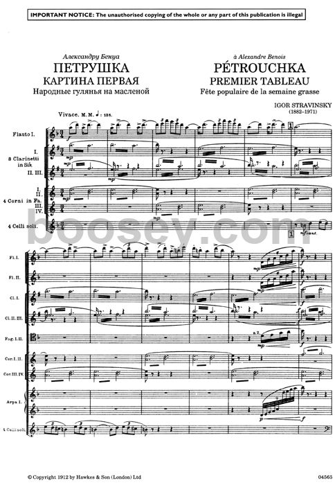 Igor Stravinsky - Petrouchka (Original version 1911) (Hawkes Pocket ...