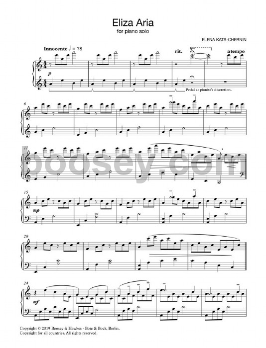 Elena Kats-Chernin - Eliza Aria (Lang Lang version) (Piano)