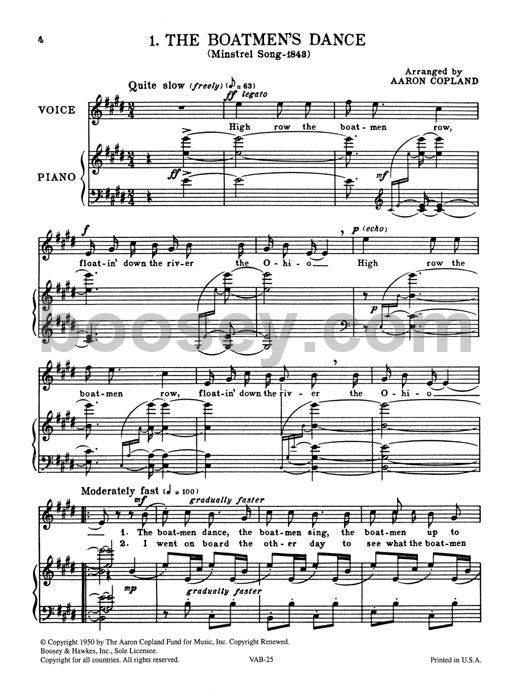 Aaron Copland - Old American Songs (set 1) - medium voice & piano