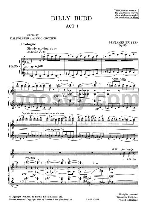 Benjamin Britten - Billy Budd, Op. 50 (Vocal Score)