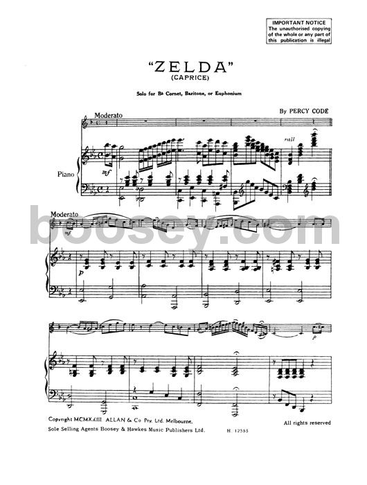 Percy Code - Zelda (Caprice) (Cornet & Piano)