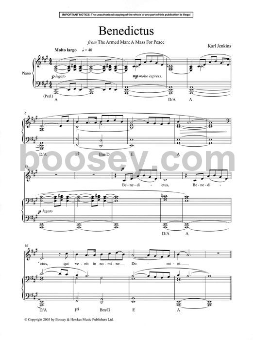 Karl Jenkins - Benedictus (from The Armed Man) (Voice & Piano)