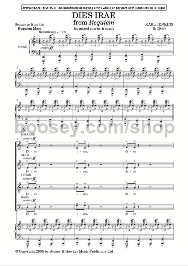 Jenkins, Karl - Dies irae (Mixed Chorus & Piano) - Digital Sheet Music