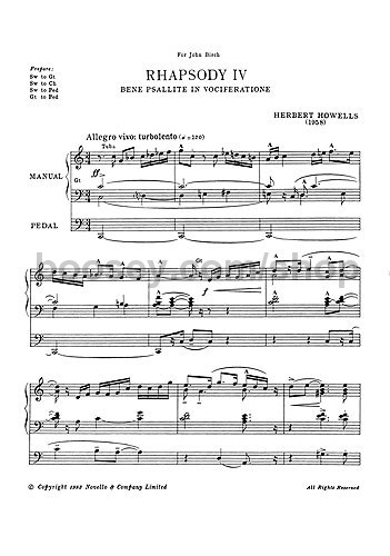 Herbert Howells - Rhapsody IV and Prelude De Profundis (Organ)