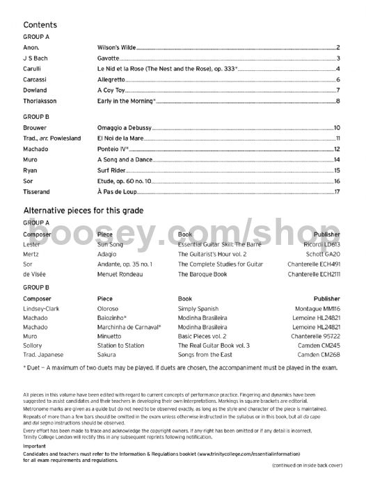 Guitar Exam Pieces Grade 3 2016 2019 Trinity College London